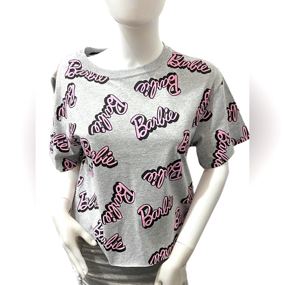 Mattel | Tops | Nwt 223 Mattel Barbie Heather Gray Crop Top With Pink ...